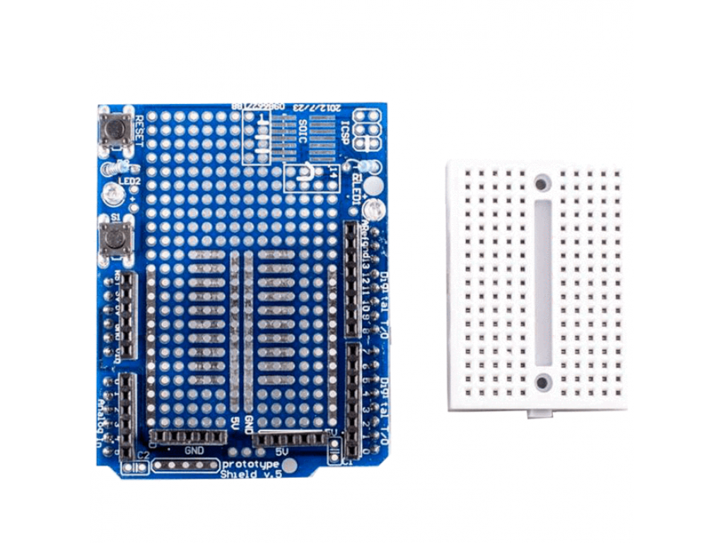 Prototyping Shield for Arduino Uno R3 including the Breadboard