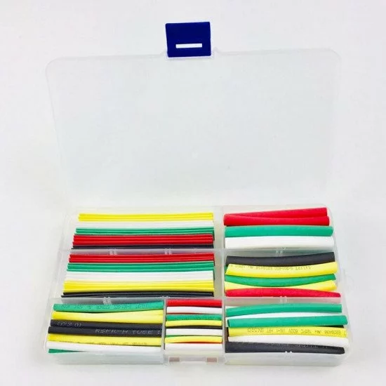 Box of Assorted Polyolefin Heat Shrink Tube. 140pcs 7 sizes.
