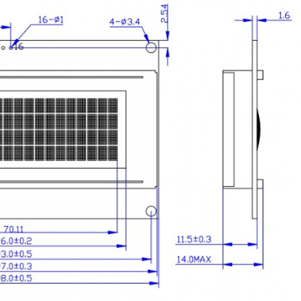 HD44780 2004 LCD Display 4x20 characters, Green