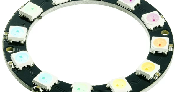NeoPixel RGB LED Ring WS2812b 12 RGB LEDs 5V for Arduino 50 mm