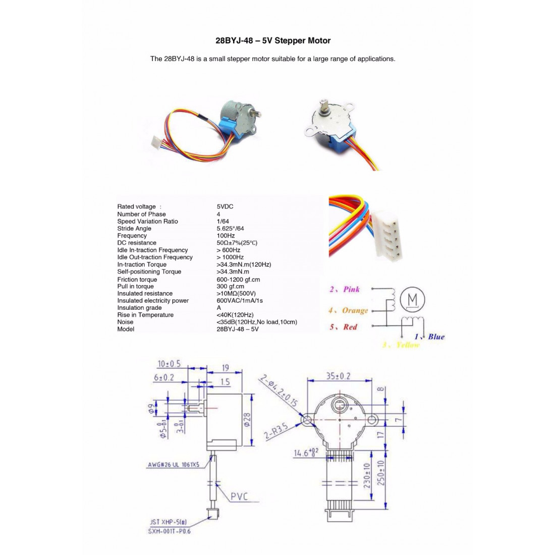 28BYJ-48 Stepper Motor 5V 25CM