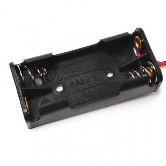 2xAAA Plastic Black Battery Case