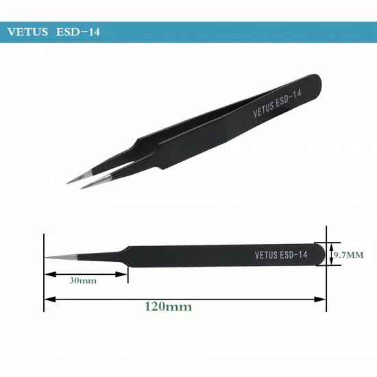 6 Pcs Anti-Static Different Size Vetus ESD Tweezers ESD10 to ESD15