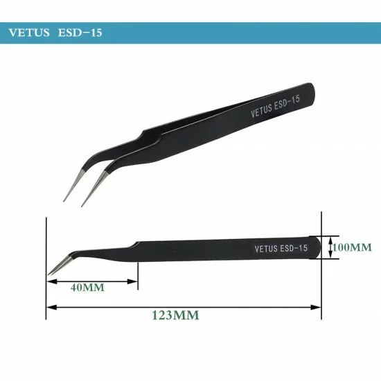 6 Pcs Anti-Static Different Size Vetus ESD Tweezers ESD10 to ESD15