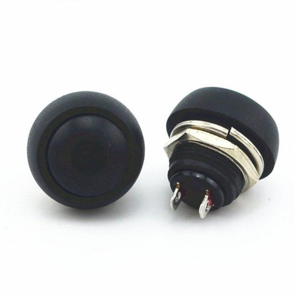 PBS-33B Push Button Momentary,12mm, Waterproof, 2 PIN - Black