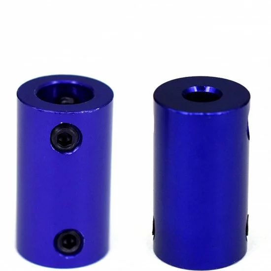 Rigid shaft coupler for 3dprinter 5mm-5mm Blue annodized alluminium