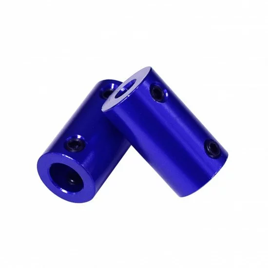 Rigid shaft coupler for 3dprinter 5mm-5mm Blue annodized alluminium